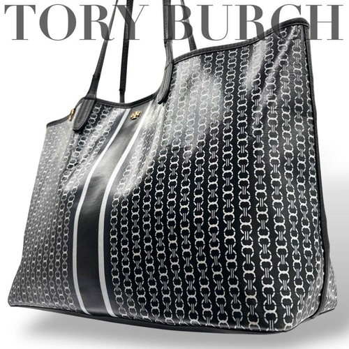 [Vintage] Tory Burch tote bag, PVC, leather, logo hardware, chain ...