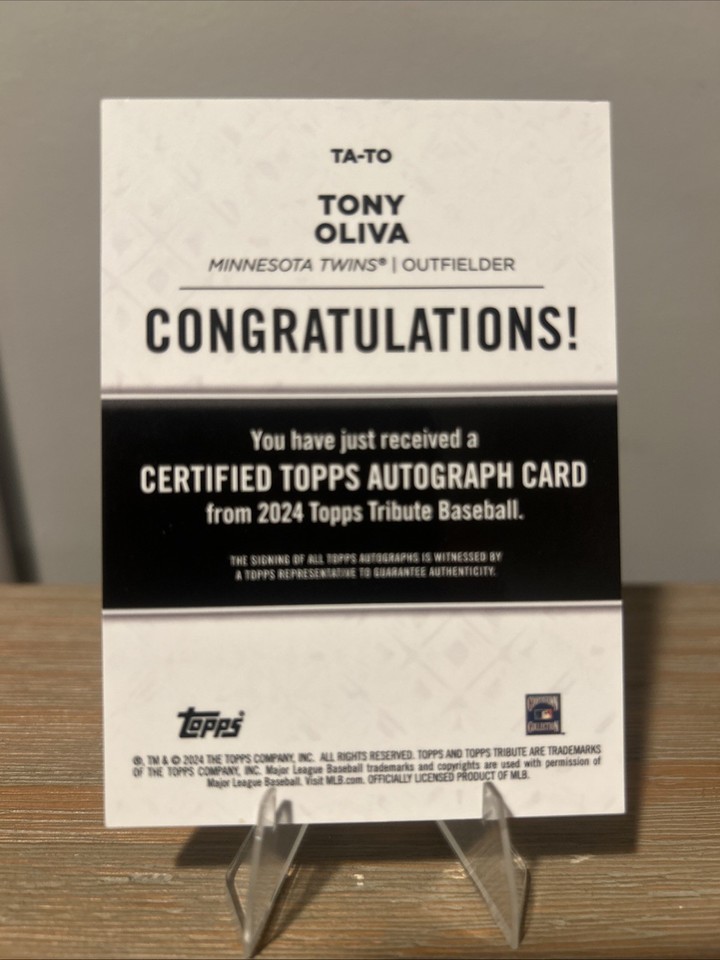 TONY OLIVA 2024 Topps Tribute Autograph Green ~ Twins AUTO #'d /99 | eBay