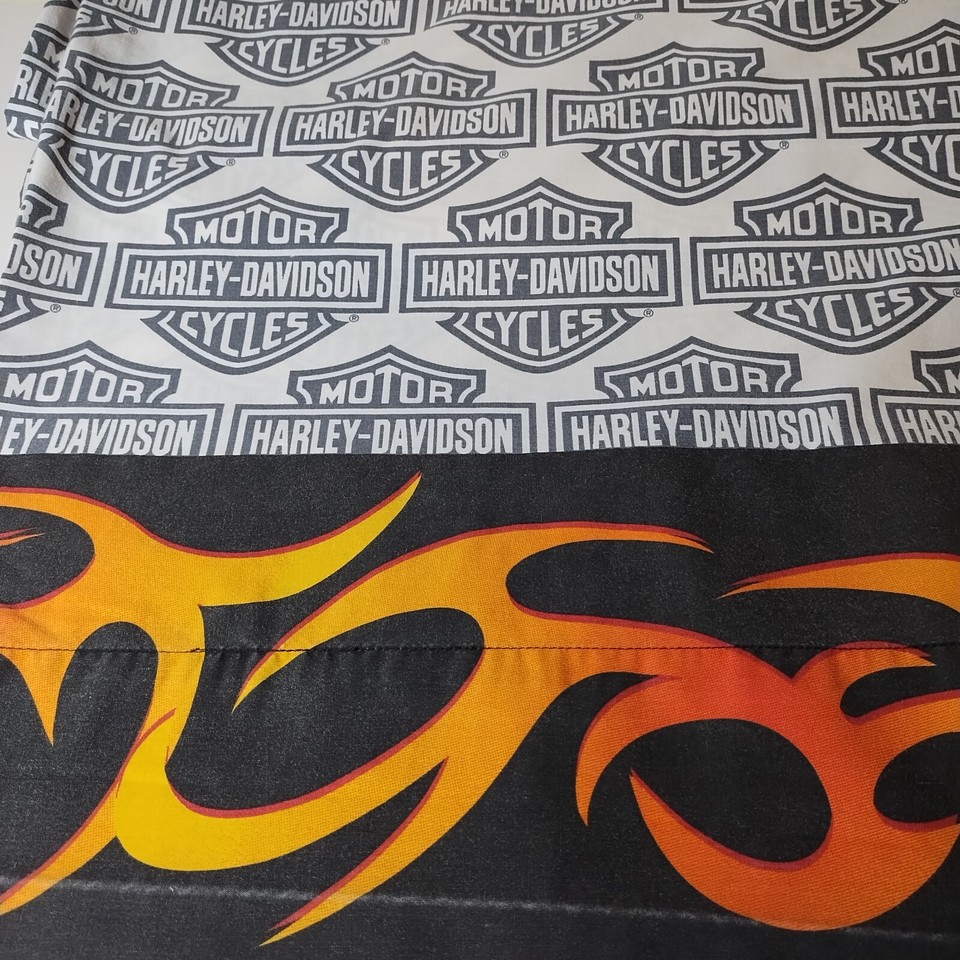 Harley Davidson Flame Rider Fireball Twin Flat Sheet Vintage Orange ...