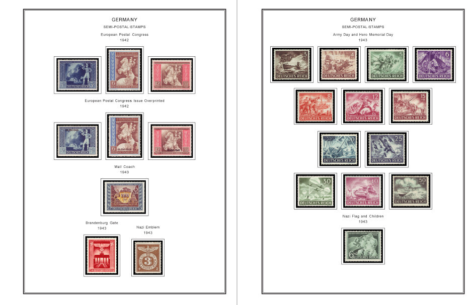COLOR PRINTED GERMANY III REICH 1933-1945 STAMP ALBUM PAGES (43 illustr ...