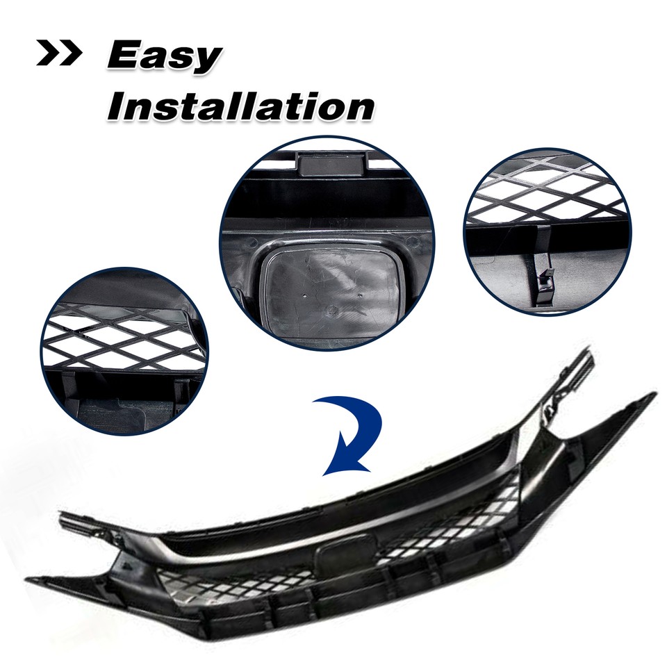 For 2016-2018 Honda Civic Front Grille Type R Style Hood Grill ...
