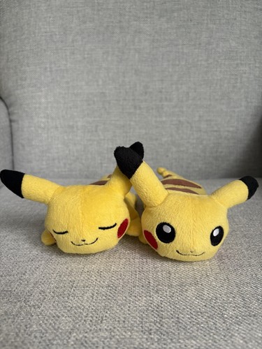 Pokemon Center Pikachu Kuttari Beanie Plush Awake & Asleep Set Japanese ...
