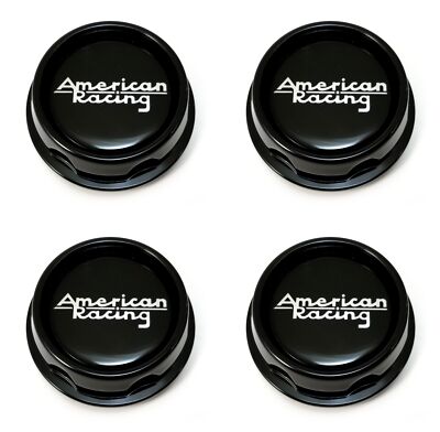 4 American Racing Black Center Caps for 5/6L AR767 AR923 Mod 12 AR172 ...