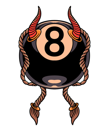 Eight Ball Sticker 4" Billiards Retro Vintage Design Devil 8 Ball Pool ...