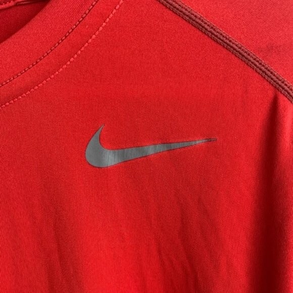 Nike Red Dri-Fit Pro Combat Fitted Long Sleeve Shirt - Gem