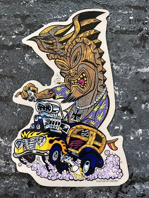 PIZZ Hot Rod Tiki Lowbrow Hotrod Fink Biker Art Sticker Decal 2001 | eBay