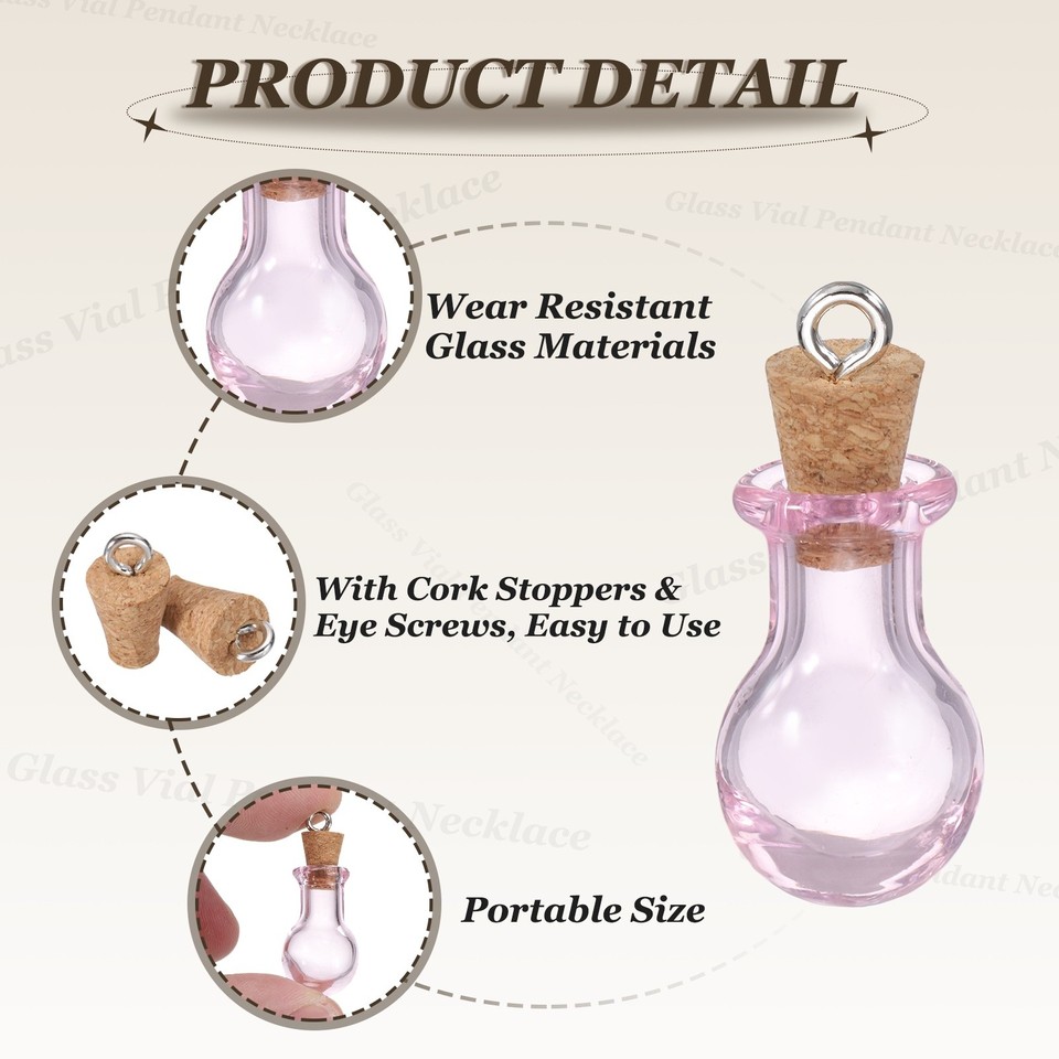 20 Pcs Small Ball Mini Glass Bottles Jars with Cork Stopper Eye Screw ...