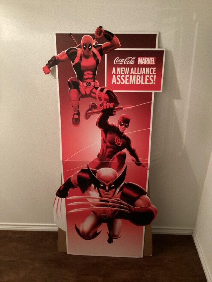 COCA COLA LIFESIZE STANDEE MARVEL NEW DEADPOOL WOLVERINE DAREDEVIL ...