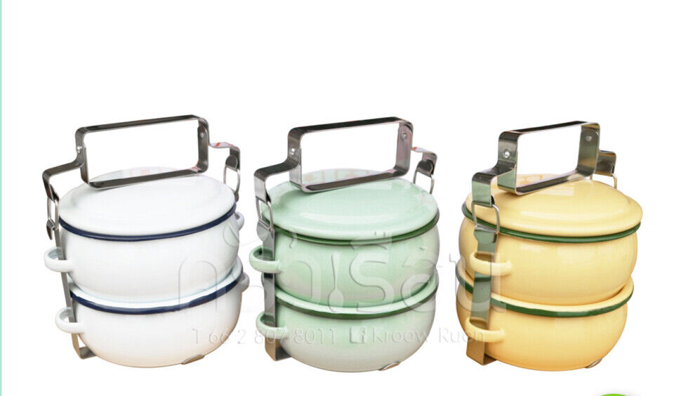Thai Traditional Enamelware Tiffin Lunch Box Food Container Pinto Bento ...