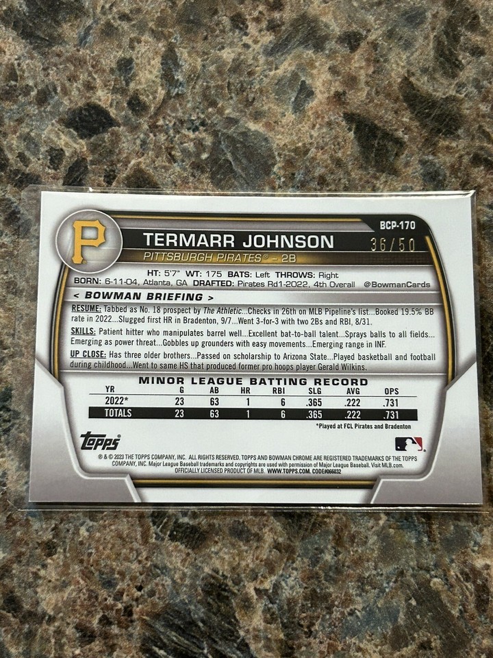 2023 Bowman Chrome Mega Box Termarr Johnson Gold #’D 36/50 MOJO Top ...