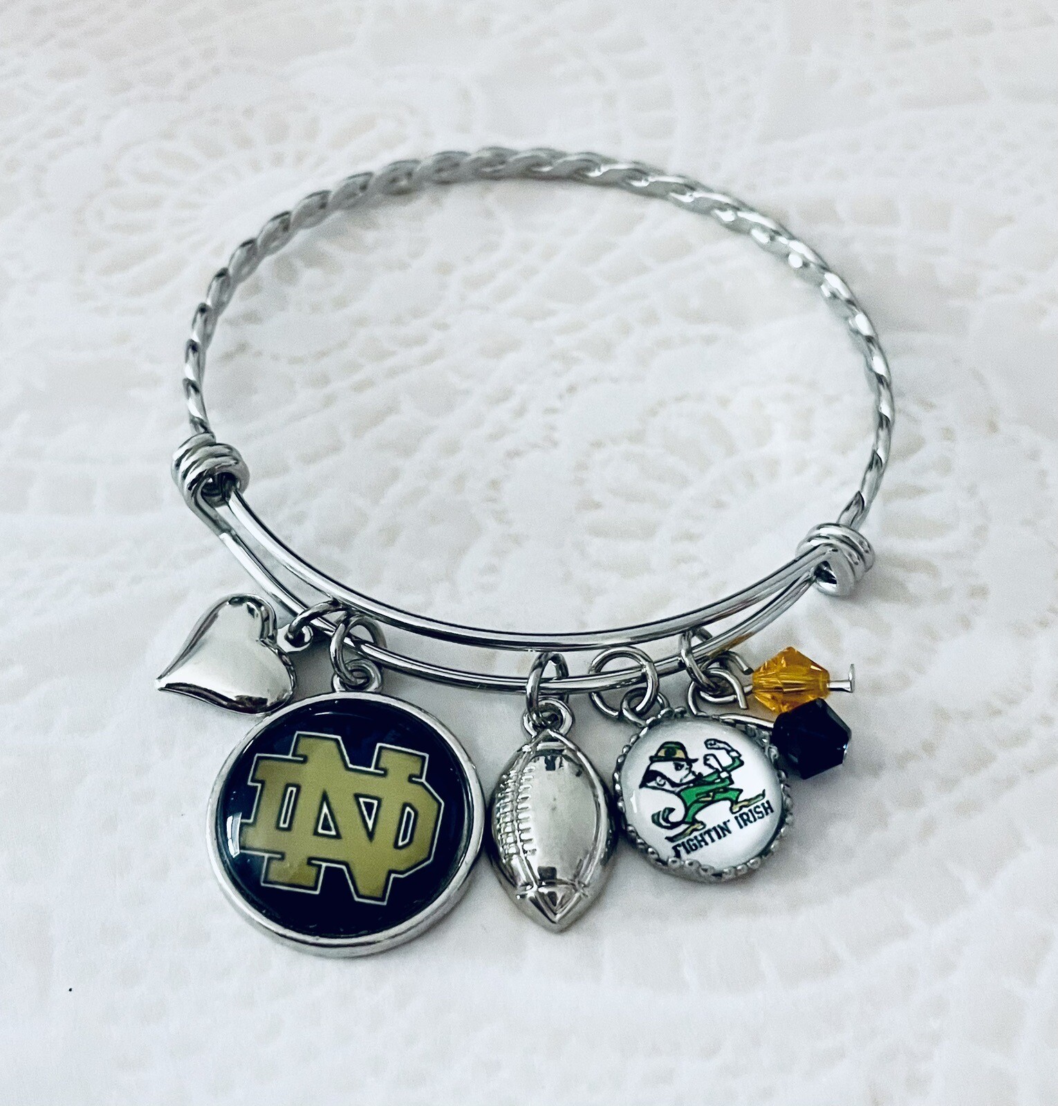 University of Notre Dame Charm Bangle Bracelet OSU Stainless Steel | eBay