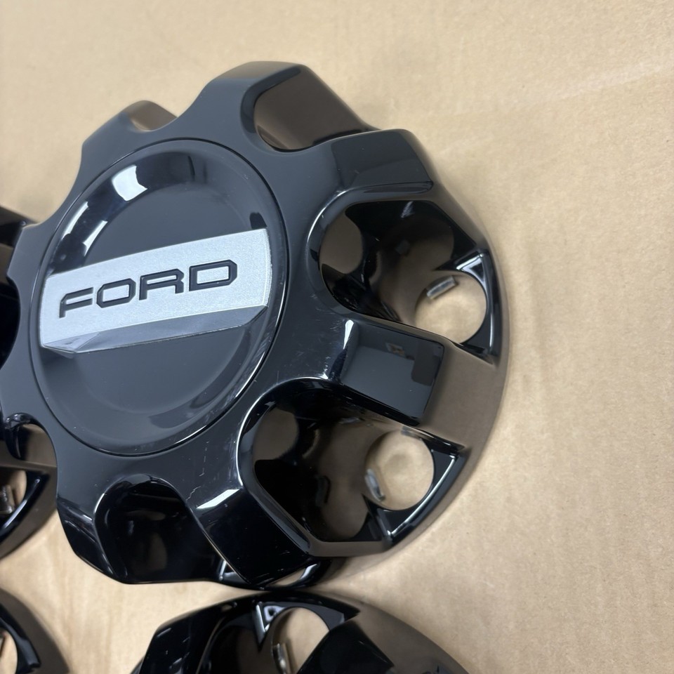 SET (4) CENTER CAPS FORD F-250 F-350 SRW 2017-2025 OEM BLACK HC3C1-A096 ...