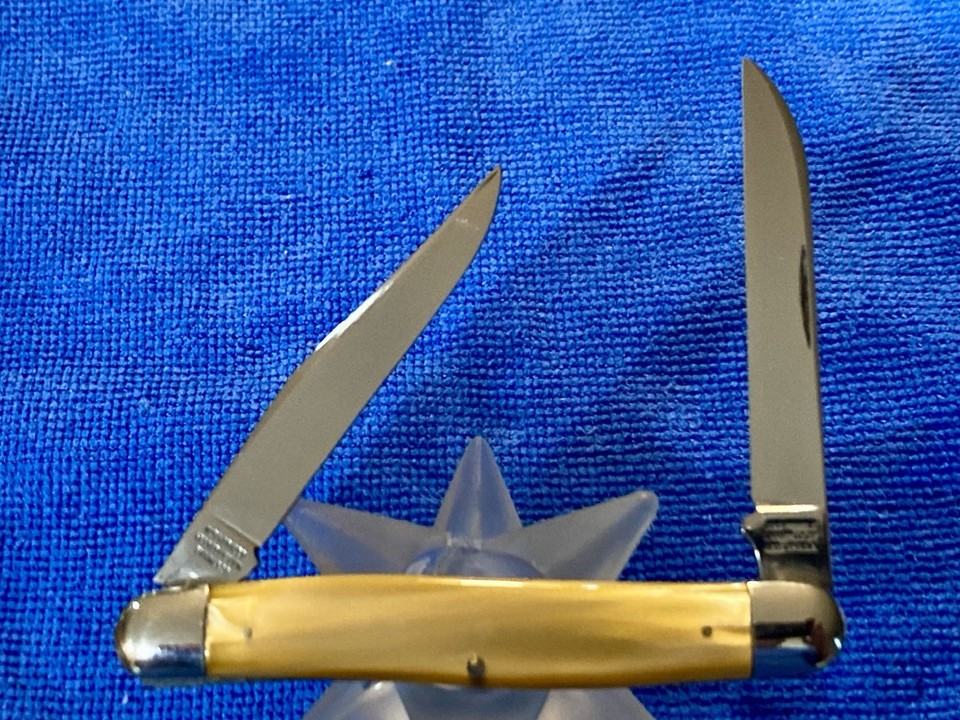 JOHN PRIMBLE /QUEEN CUT CO USA GOLD PEARLOID LG (4”) IMPROVED MUSKRAT KNIFE MINT | eBay