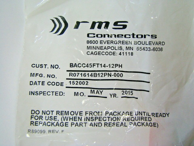 RMS Connectors BACC45FT14-12PH (1) female connector | eBay