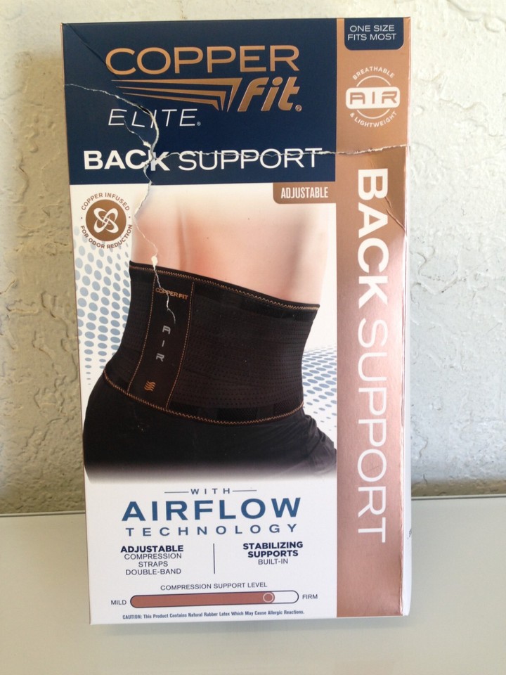 Copper Fit Elite Back Support AirFlow Back Brace Adjustable Double-Band ...