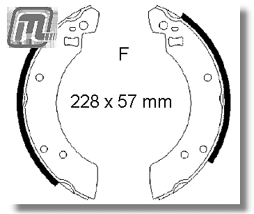 brake shoes set rear (Ø 228mm x 57mm) V6 2,8-3,0l FORD Capri MK2 & MK3 ...
