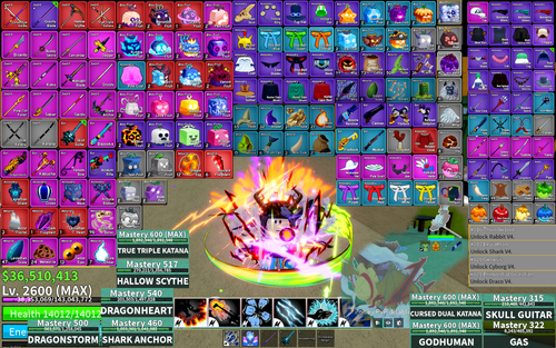 Blox Fruit LV2600 4 Races Draco V4 Godhuman CDK TTK HS SA Storage 2X ...