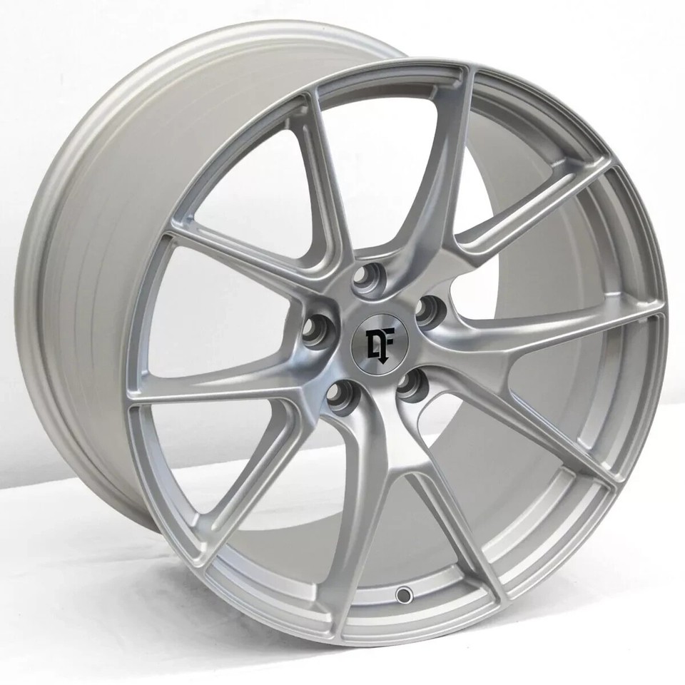 19 inch 19x10 & 19x11 Mustang Wheels Silver Downforce 5x4.5 5x114.3 ...