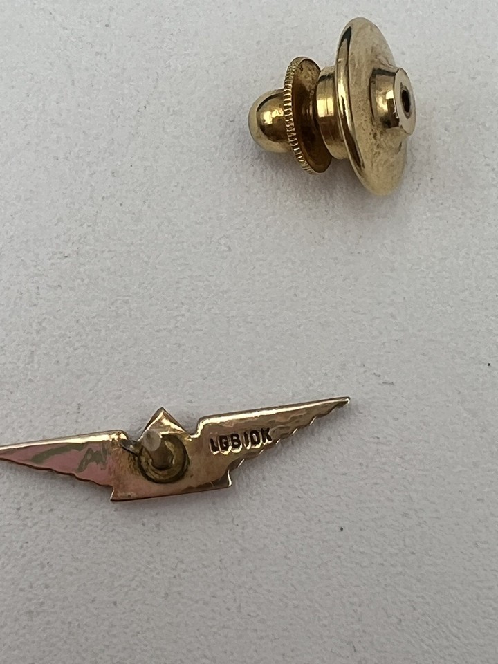 Vintage Delta Airline Employee Service Pins Sterling 10K Gold Diamond ...