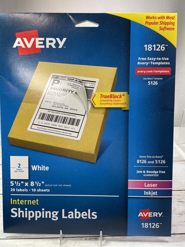 Avery Printable Shipping Labels, 18126, 5.5"x8.5" labels, White, 20 ...