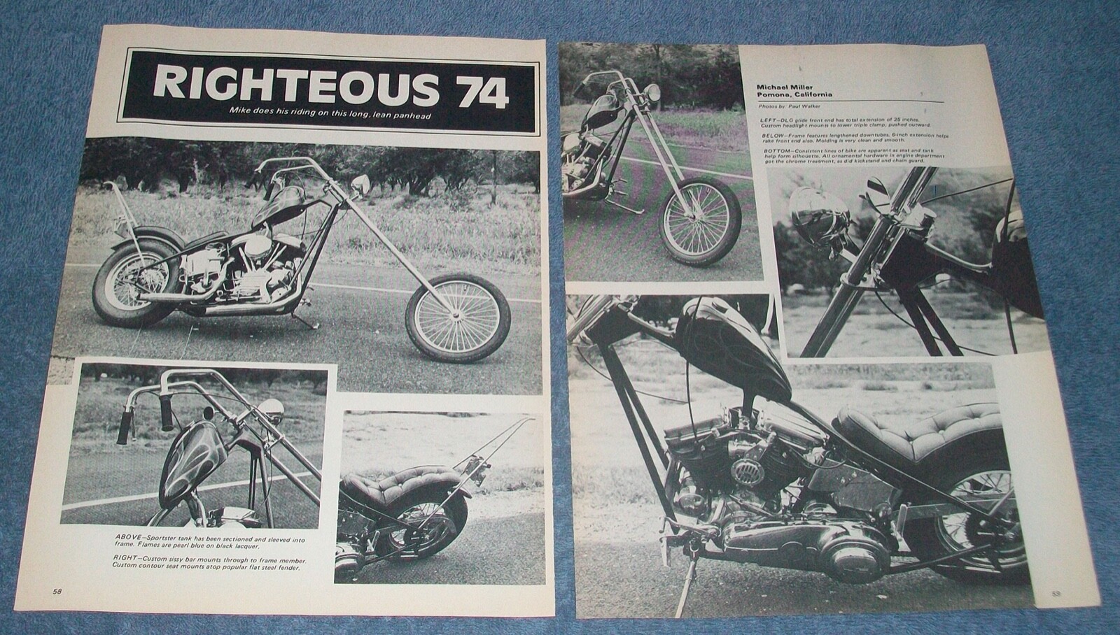 Harley-Davidson Panhead Custom Chopper Vintage Article "Righteous 74 ...