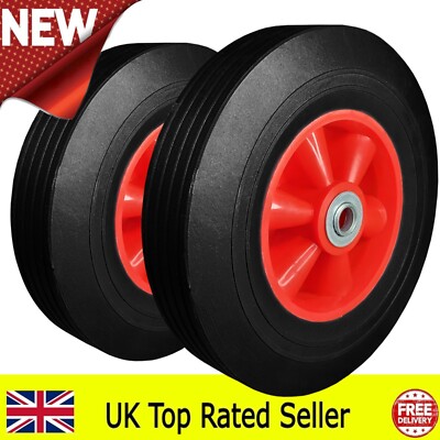10" PAIR SOLID RUBBER WHEELS Off Set Sack Truck Trolley 255 mm & Roller ...