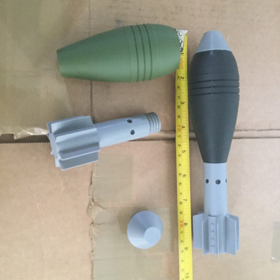WW2 Mortar round Prop / replica 3D printed desk art. single black or ...