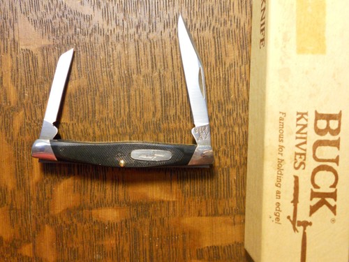 BUCK USA Model 305 Lancer 2 blade Knife perfect Black Composite New in ...