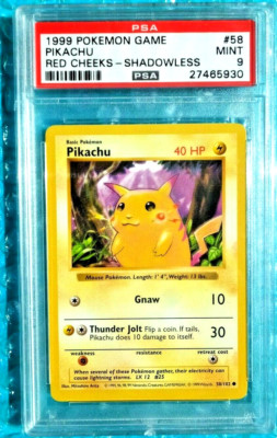 1999 Pokemon Base Set RED CHEEKS Shadowless PIKACHU #58 PSA-9 MINT!! | eBay