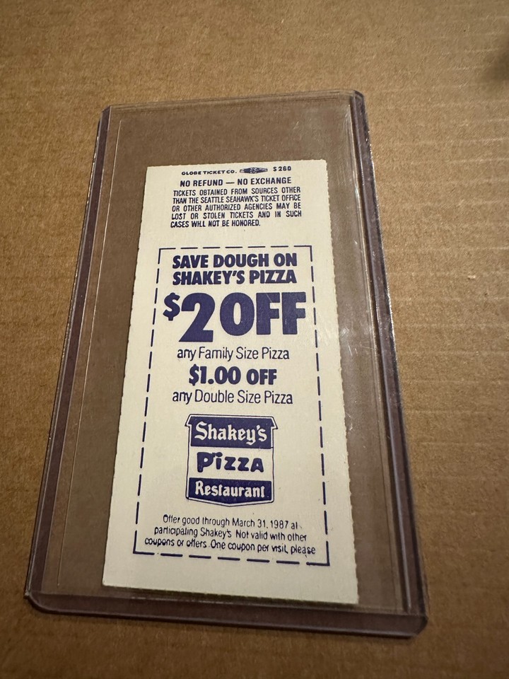 1986 NFL Football Ticket Stub Seattle Seahawks VS Denver Broncos DEC ...