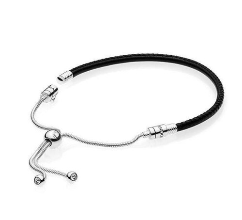 Authentic Leather Pandora Bracelet Sliding Bolo Bracelet Black ...