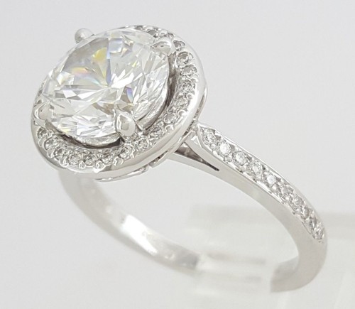 MICHAEL B. Touch of Trois Round Diamond Semi-Mount Engagement Ring 18K ...