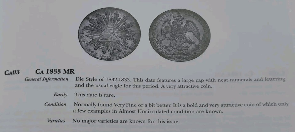 Mexico 1833 8 Reales Ca MR Chihuahua Mint Very Rare AU/UNC Details | eBay