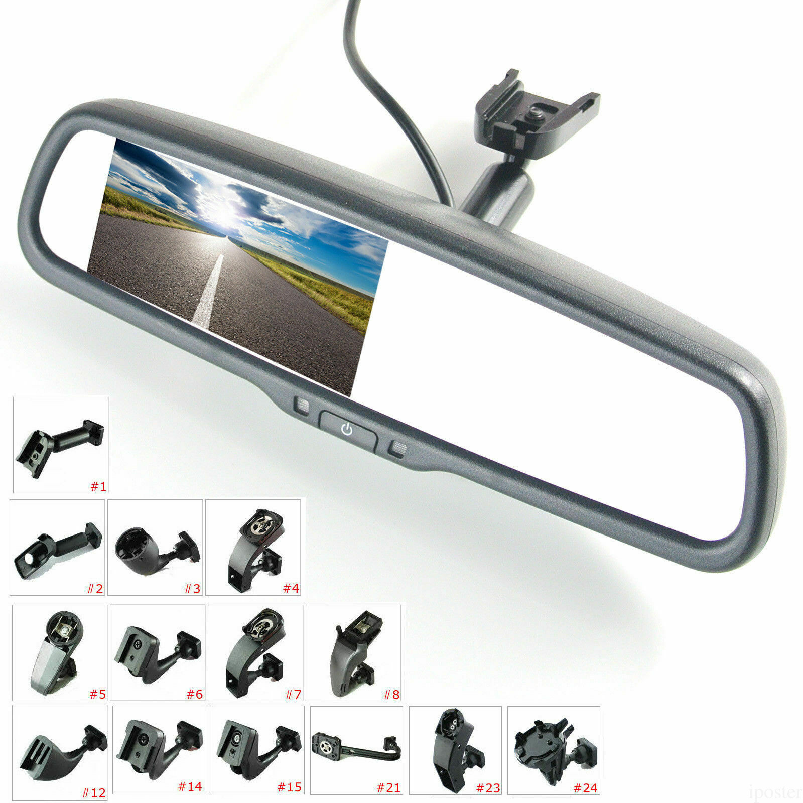 OEM Car Rear View Mirror Monitor 4.3"+No1 Mount+CCD Color Reversing ...