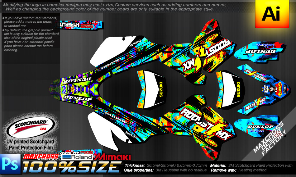 SUZUKI DRZ400S DRZ400SM DRZ400E MAXCROSS GRAPHICS FULL KIT DECALS ...