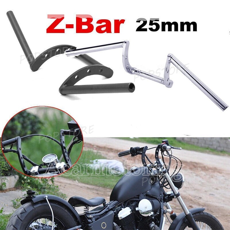 Chrome 1" Drag Z Bar Handlebar For Honda Shadow VT VT1100 VT750 VT600 ...