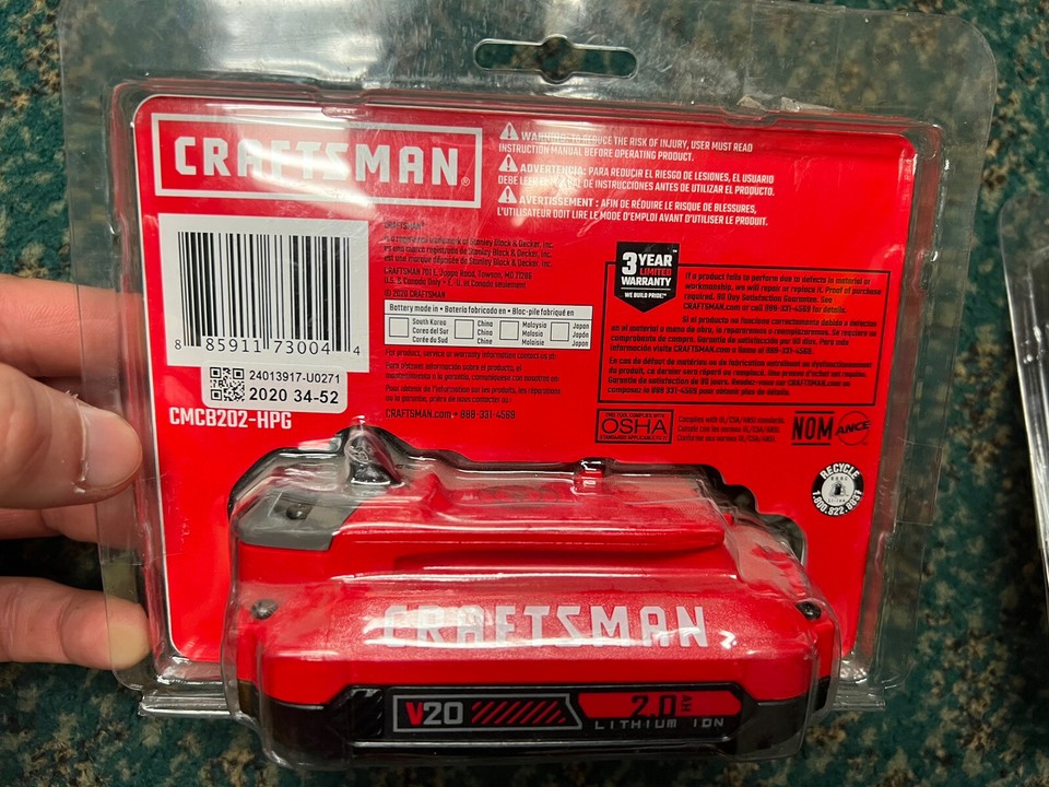 2X Craftsman CMCB202-HPG V20 2.0Ah Lithium Ion Batteries New! Free ...