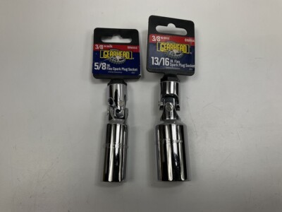 Gearhead GH8553 & GH8554 3/8" Drive Flex Spark Plug Socket, 5/8" & 13/ ...