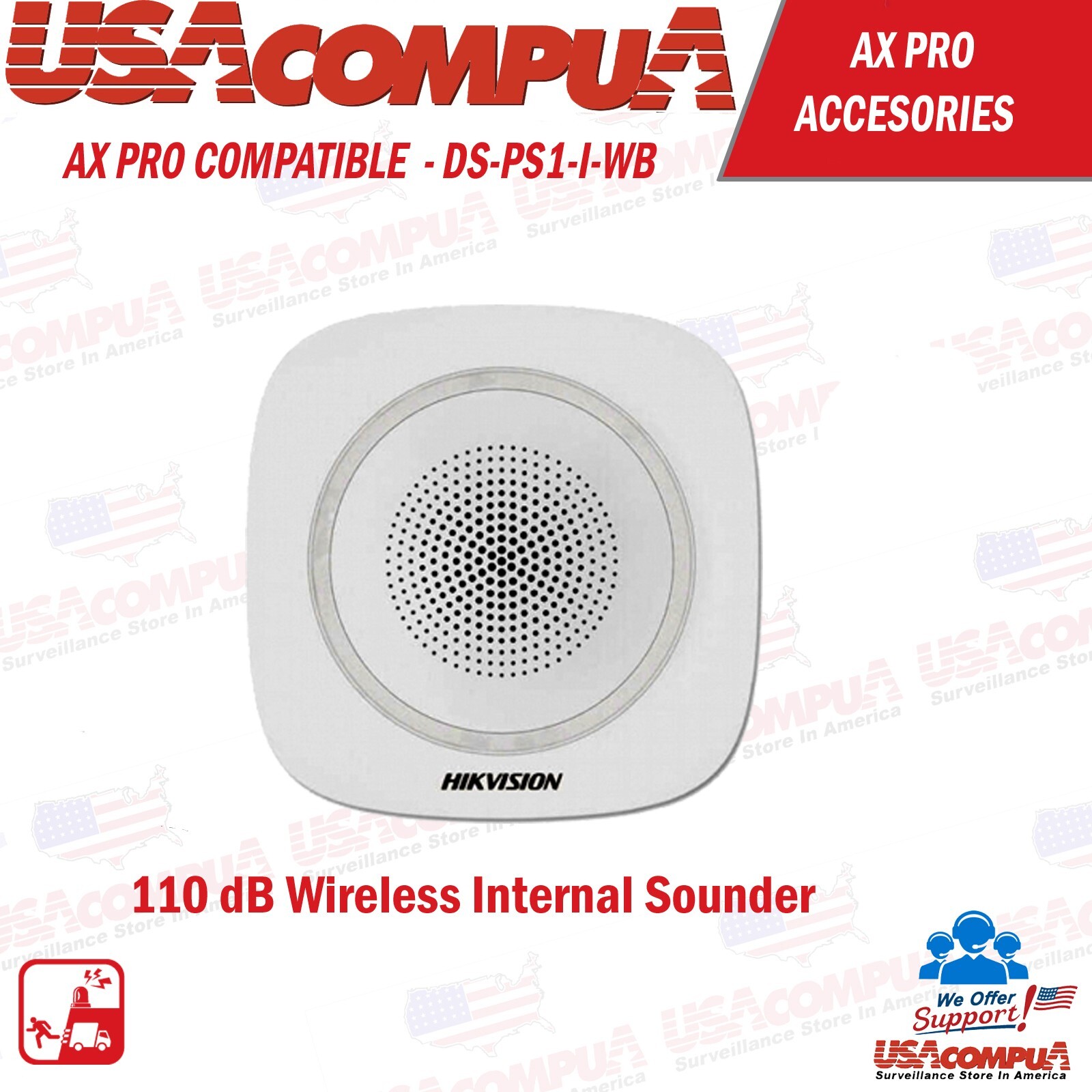 Hikvision DS-PS1-I-WB (AX PRO) Indoor Wireless Siren / 110 dB fire ...