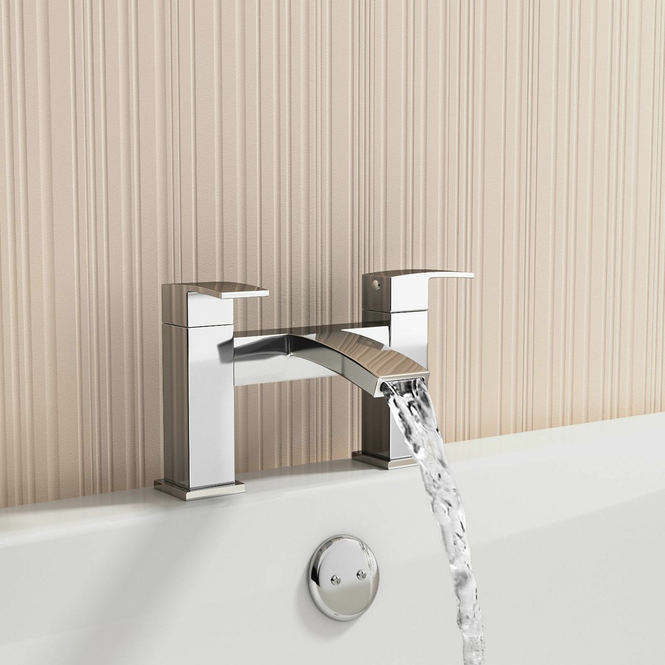 Modern Chrome Bathroom Sink Tap Bath Filler Shower Waterfall Basin ...