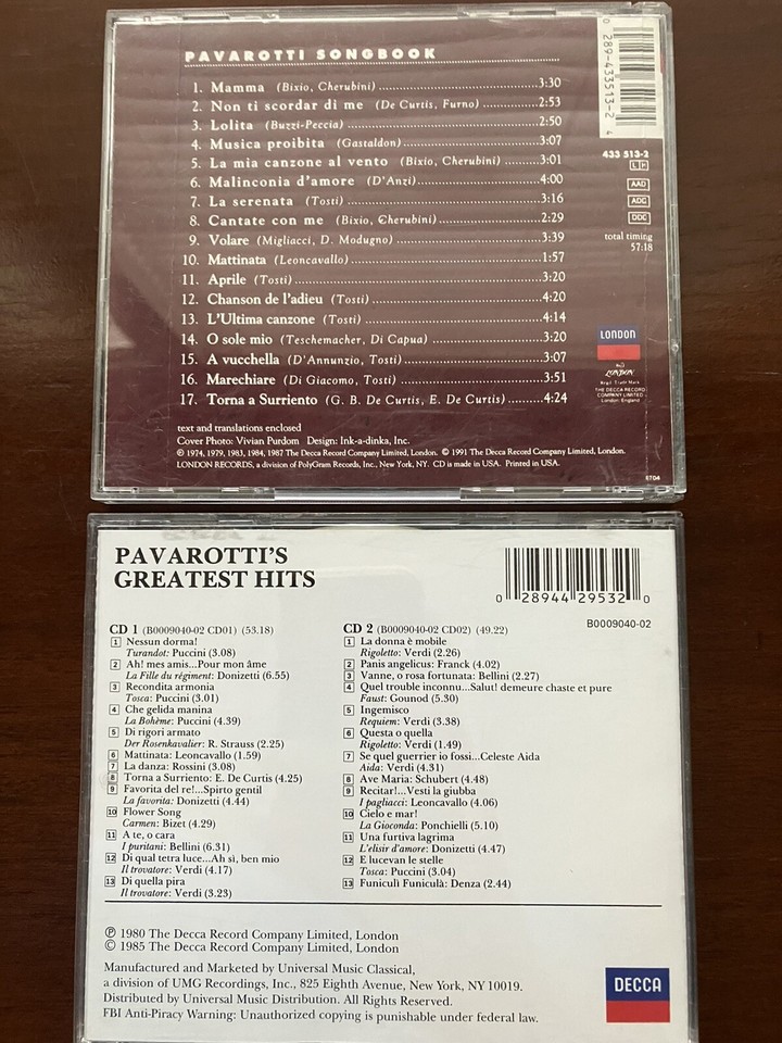 Pavarotti - CD Lot of 3 - Greatest Hits (2cd) & Songbook - Like New | eBay