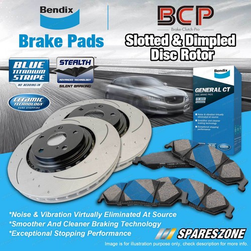 Rear Slotted Disc Rotors Bendix Brake Pads for Toyota Corona ST141 ...