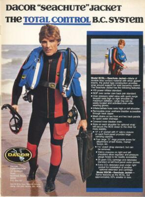 1980 Dacor PRINT AD Scuba Diver SeaChute Jacket Buoyancy Control | eBay