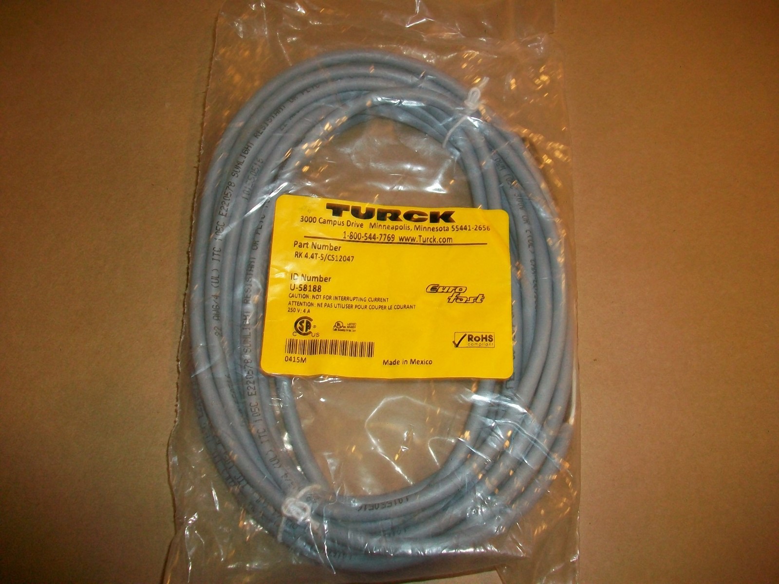 Turck Cord Set RK 4.4T-5 / CS12047 5 WIRE New in bag | eBay