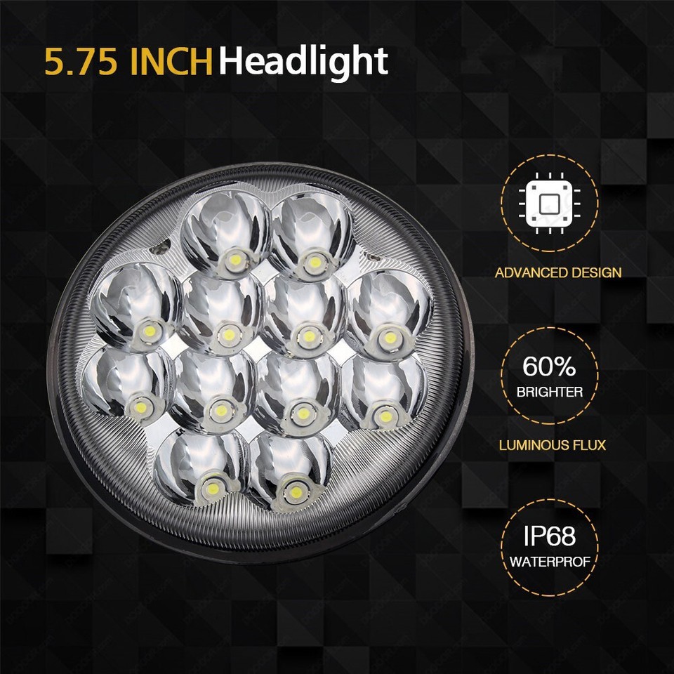 4PCS 5.75" 5 3/4" LED Headlights HI/LO Beam for GTO Grand Prix Firebird ...