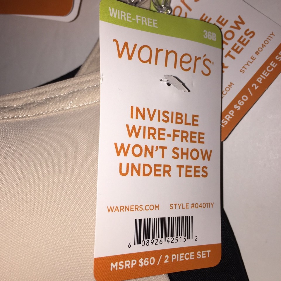 Warner's Bra Wirefree Padded Seamless Cup Invisible Lined TWO 2 TShirt ...