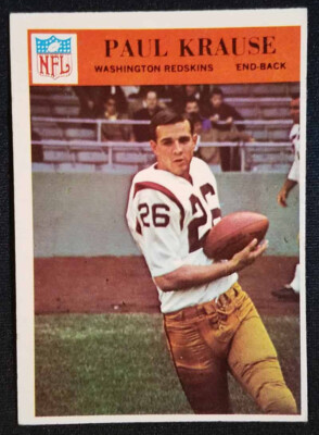 1966 Philadelphia #186 Paul Krause Washington Redskins (HOF) EX (small ...