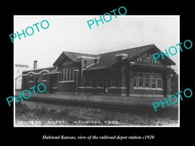 OLD 8x6 HISTORIC PHOTO OF HALSTEAD KANSAS THE RAILROAD DEPOT STATION ...