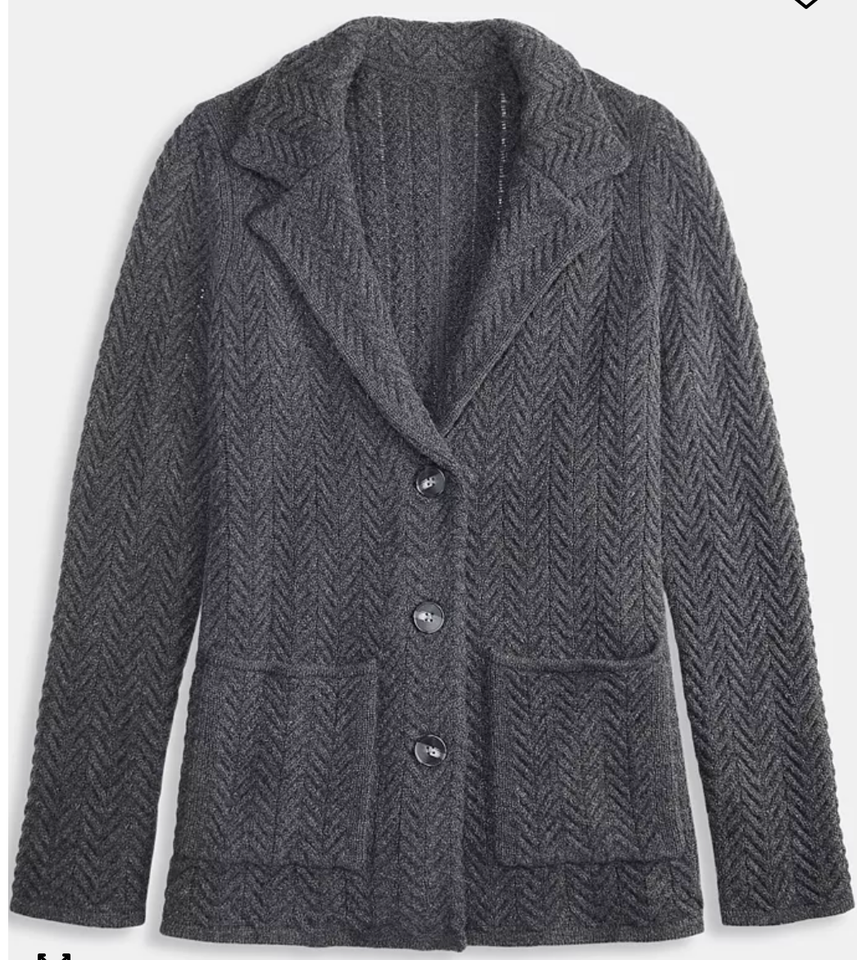 NWT Charter Club Luxury 100% Cashmere Herringbone Stitch Blazer, XS ...