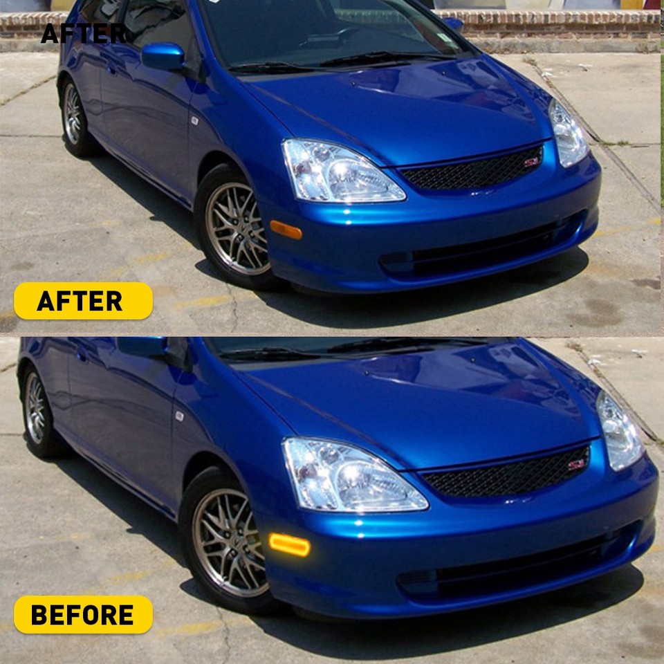 Smoke LED Side Amber Bumper Front Lights Marker 02-05 Fit Honda Civic ...